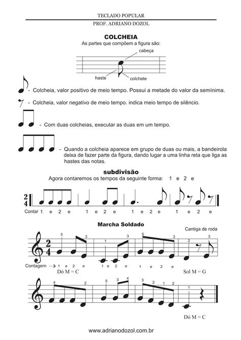 Adriano Dozol Dicas Partituras e Vídeos Teclado Piano Colcheia