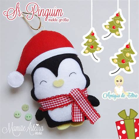 Molde Pinguim Enfeite De Natal Em Feltro Ideias Criativas