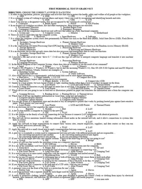 first periodical test in grade 9 ict css 2023 2024 pdf computer