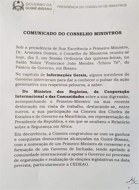 Bambaram Di Padida COMUNICADO DO CONSELHO DE MINISTROS DESTA QUINTA
