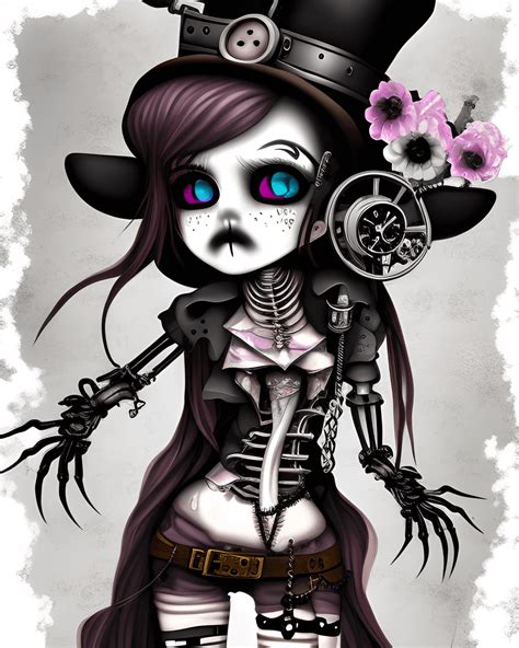 Goth Steampunk Girl Skeleton Photograph Creative Fabrica