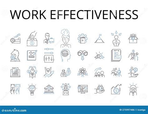 Work Effectiveness Line Icons Collection Team Synergy Employee