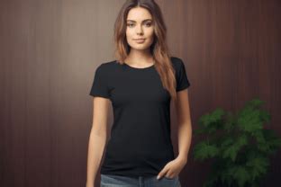 Female Wearing Black Tshirt Mockup Graphic By The Design Factory