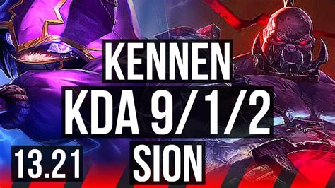 KENNEN Vs SION TOP 9 1 2 6 Solo Kills 800 Games 1 1M Mastery