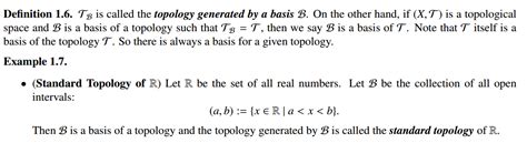 what is the difference between open intervals and standard topology on mathbb{r