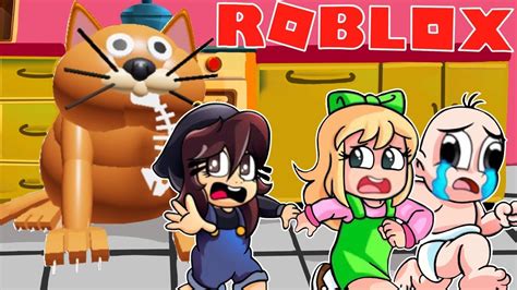 LOGRAREMOS ESCAPAR DEL GATO GIGANTE NOS COMERA BEBENANI ROBLOX