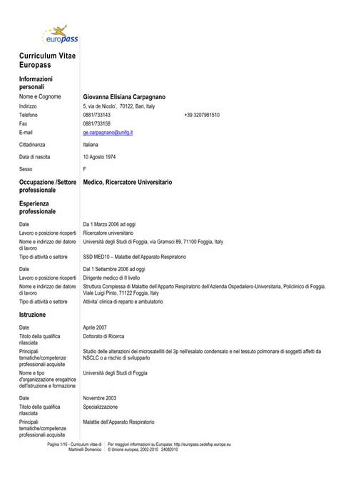 Pdf Curriculum Vitae Europass Medmaps Pagina