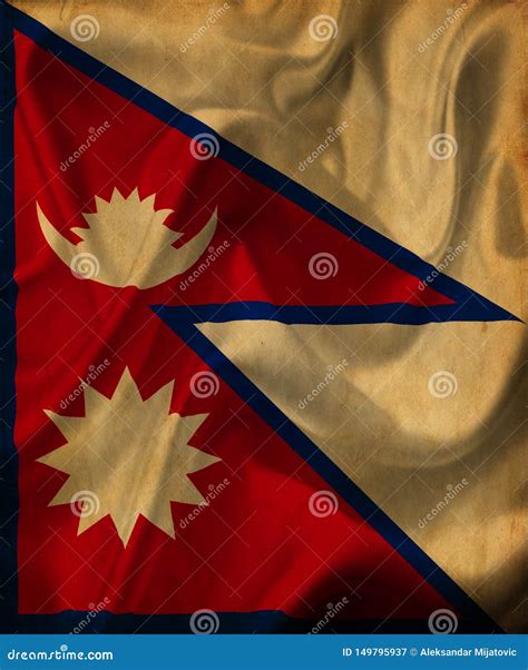 Nepal Waving National Flag Modern Unusual Shape Design Template For