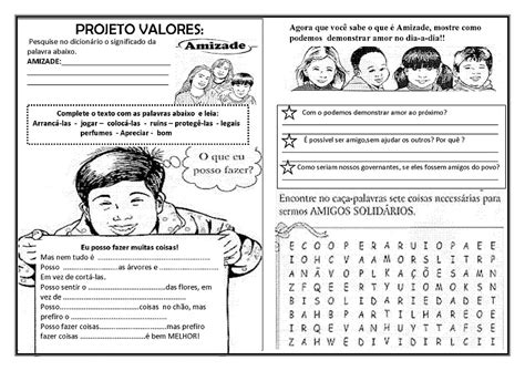 Atividade Sobre Valores Humanos 4 Ano EDUCA