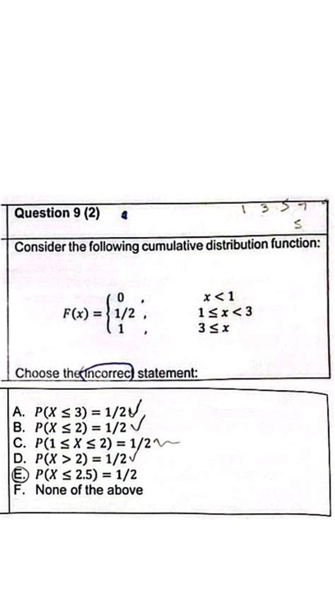 Solved Question 9 2 Consider The Following Cumulative Chegg