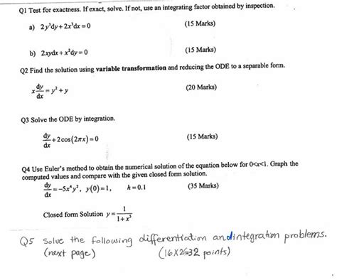 solved q1 test for exactness if exact solve if not use