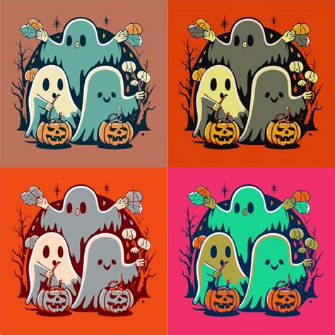 Premium Vector Vektor Ghost Halloween Colorfull