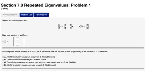 solved section 7 8 repeated eigenvalues problem 1 1 point