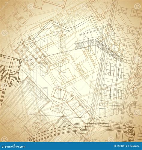 Fondo Arquitectónico Abstracto Ilustración del Vector Ilustración de
