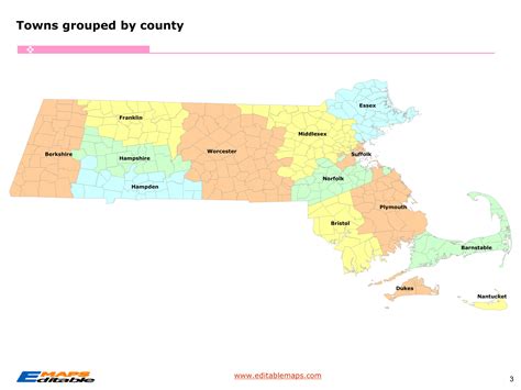 Massachusetts Town Map Editable PowerPoint Maps