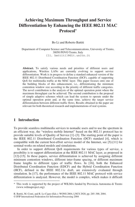 pdf achieving maximum throughput and service differentiation by enhancing the ieee 802 11 mac