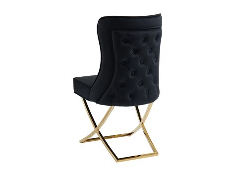Lot de 2 chaises en velours et acier inoxydable doré Noir MARELANO