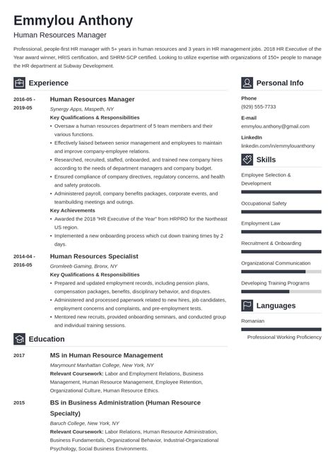 Human Resources Hr Manager Sample Templates For