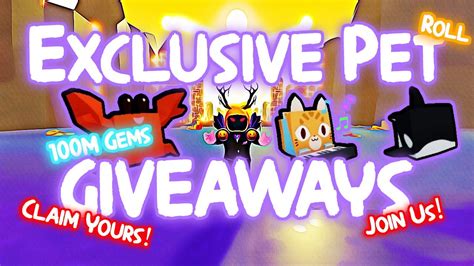 LIVE EXCLUSIVE PETS ROLL 100M GEMS GIVEAWAYS PET SIMULATOR