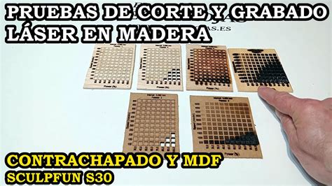 Pruebas de Corte y Grabado Láser en Madera MDF y Contrachapado