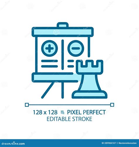 D Customizable Thin Line Blue Pros And Cons Icon Stock Illustration