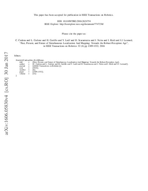 pdf future of simultaneous localization and mapping towards the robust perception age 伟成 张