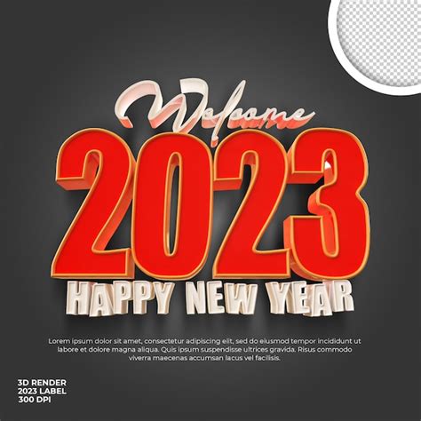 3d render feliz año nuevo 2023 banner de etiqueta o plantilla de