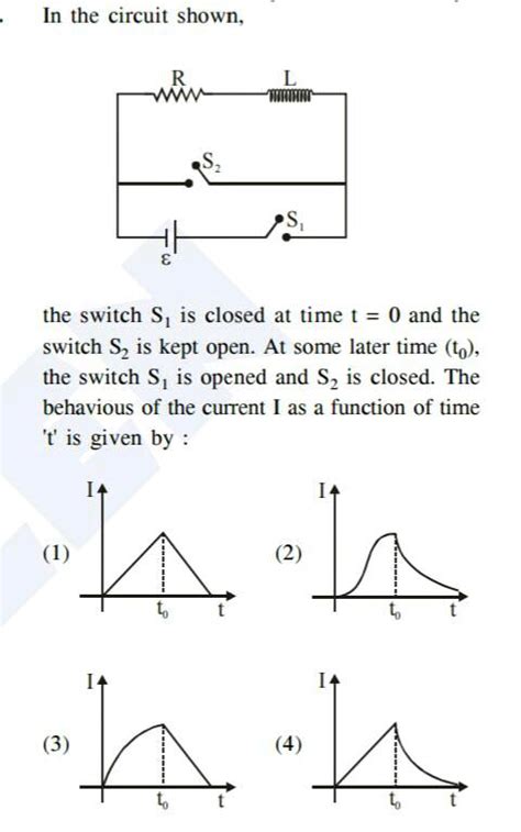 In The Circuit Shown The Switch S1 Is Closed At Time T 0 And The