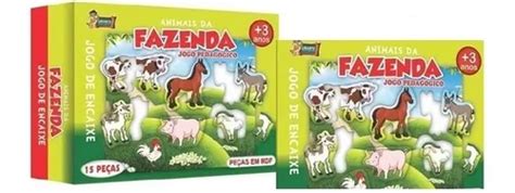 Jogo Encaixe Animais Fazenda Pedagógico Crianças Brincar Mdf