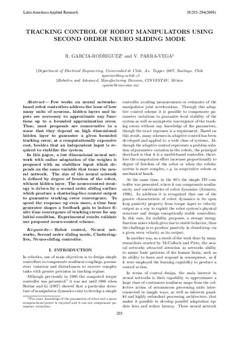 pdf tracking control of robot manipulators using second order neuro sliding mode vicente