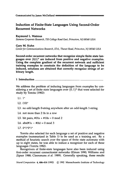 pdf induction of finite state languages using second order recurrent networks
