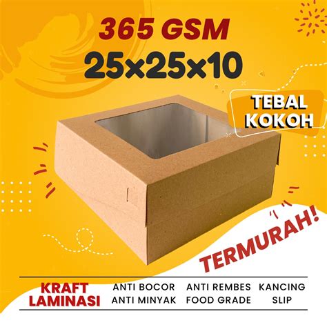 Jual Kotak Kue Tart Box Chiffon Cake Pudding Kraft Jendela 25x25x10