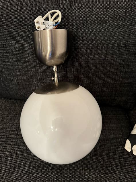 Funkis taklampa med vit klot glaskupa 90 talet Köp på Tradera