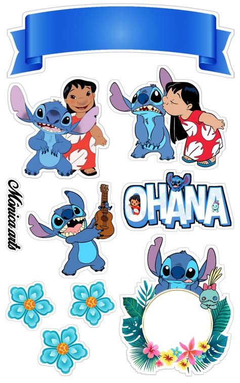 Topper de bolo Lilo e Stitch Aniversário do chefe Bolo