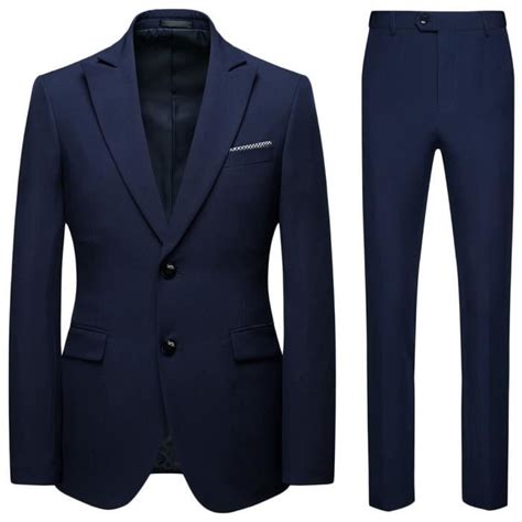 Costume Homme 2 Pièces Blazer Haut Et Pant Mariage Party Smoking Marine
