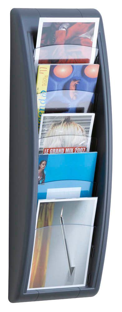 PAPERFLOW Wandprospekthalter Kompakt anthrazit DIN A5 5 Fächer office