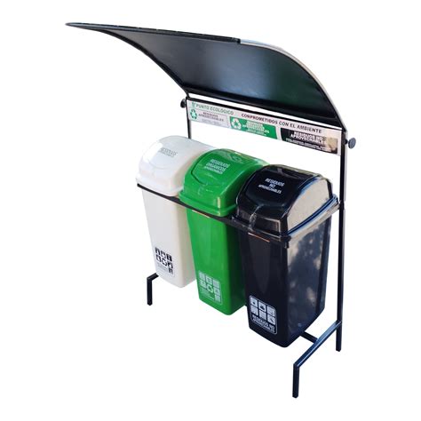 Punto Ecológico 3 Puestos 35 Litros con Techo Muebles Plásticos El