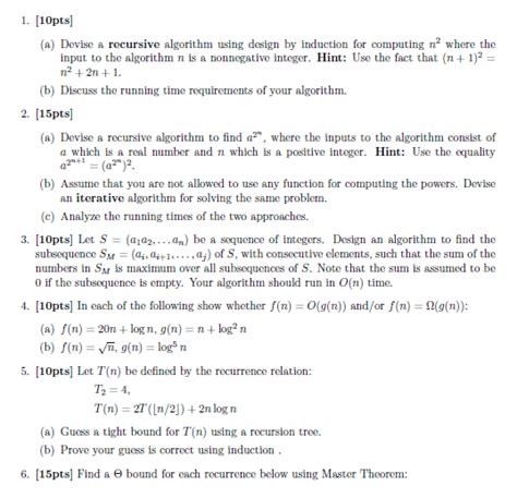 solved 1 [10pts] a devise a recursive algorithm using