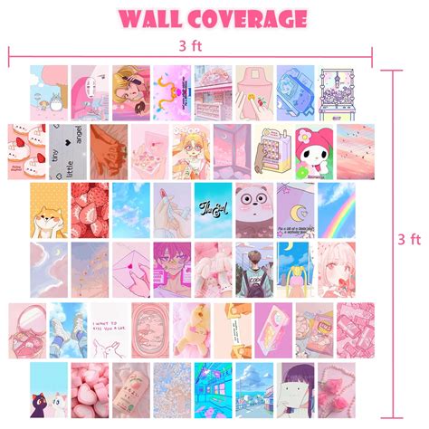 GENSTEUO Kawaii Anime Wall Collage Kit Aesthetic Pictures 50 Set 4x6