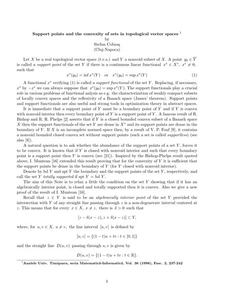 pdf support points and the convexity of sets in topological vector spaces