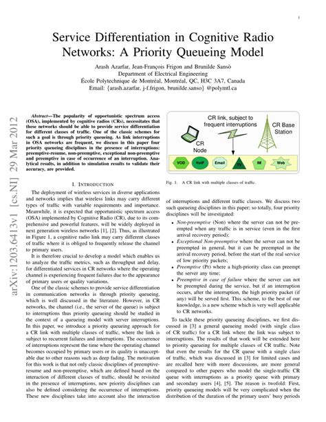 pdf service differentiation in cognitive radio networks a priority queueing model