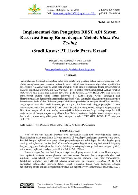 PDF Implementasi Dan Pengujian REST API Sistem Reservasi Ruang Rapat