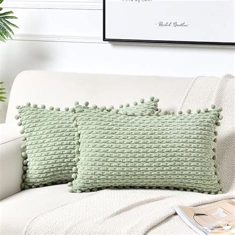 Amazon Fancy Homi Set Of 2 Sage Green Lumbar Decorative Throw
