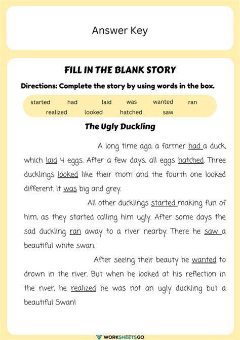 Fill In The Blank Story Worksheets WorksheetsGO