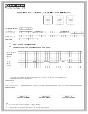 Fillable Online Hdfc Bank Customer Updation Form Fillable Fax Email