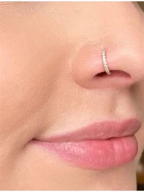 A Woman S Nose With A Single Diamond Ring On Top Of Her Left Lip