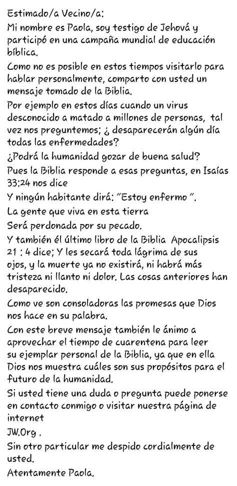 Carta Jw En 2020 Ejemplo De Carta Escritura De Cartas Letter Writing