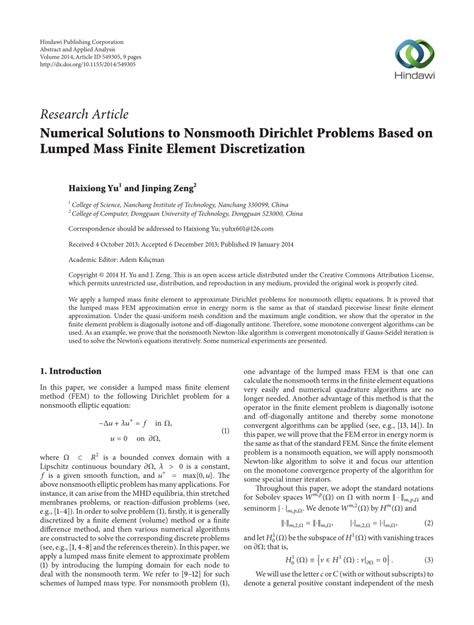 pdf numerical solutions to nonsmooth dirichlet problems based on lumped mass finite element