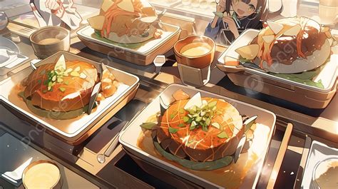 Anime Foods Background Hd Wallpaper I Eat Sushi Hot Plate Picture
