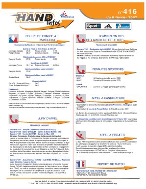 Fillable Online Ff Handball N 416 F D Ration Fran Aise De Handball